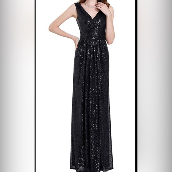 Kate Kasin | Dresses | Nwt Kate Kasin Black Sequin Formal Gown | Poshmark